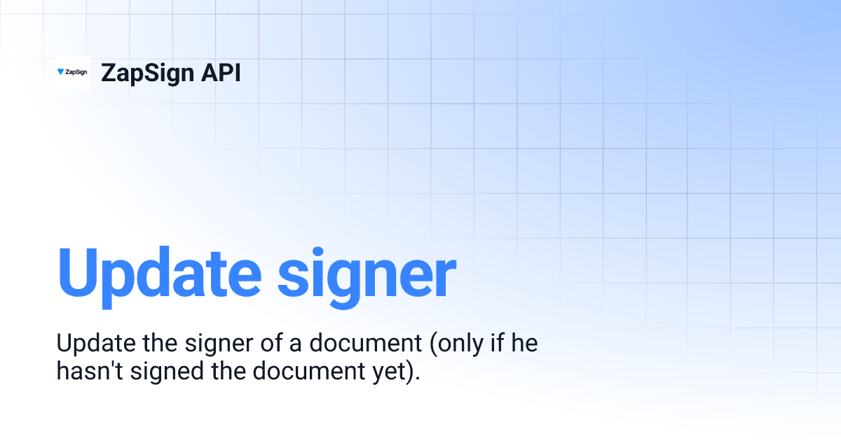 Update signer | English | ZapSign API