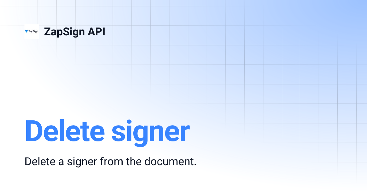 Delete signer | ZapSign API