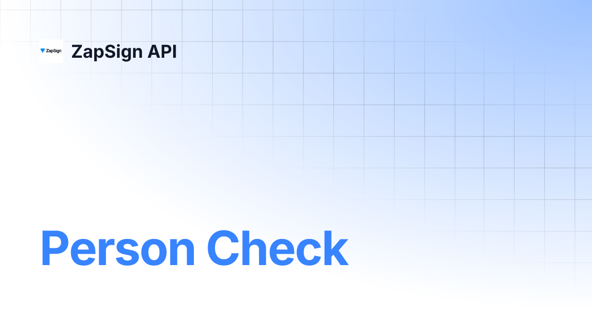 Person Check | ZapSign API