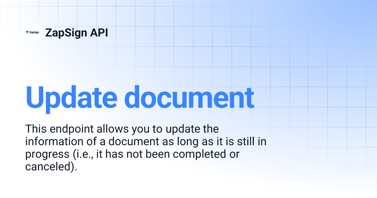 Update document | English | ZapSign API