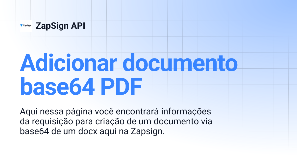 Adicionar documento base64 PDF | ZapSign API