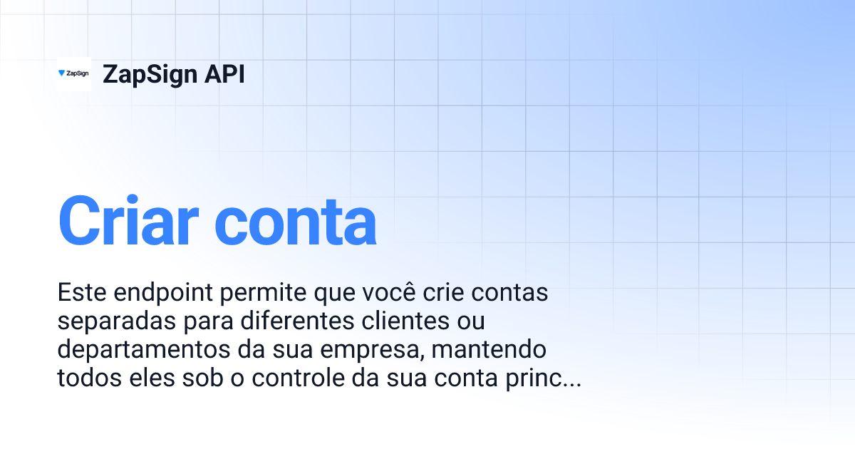 Criar conta | ZapSign API